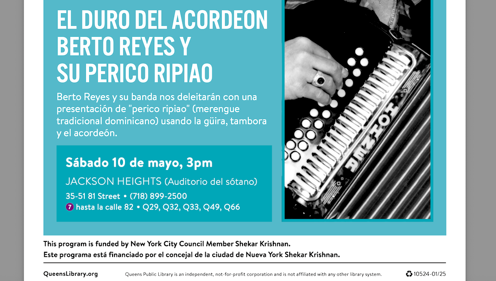 Perico ripiao en Biblioteca de Queens este sábado | Queens Latino